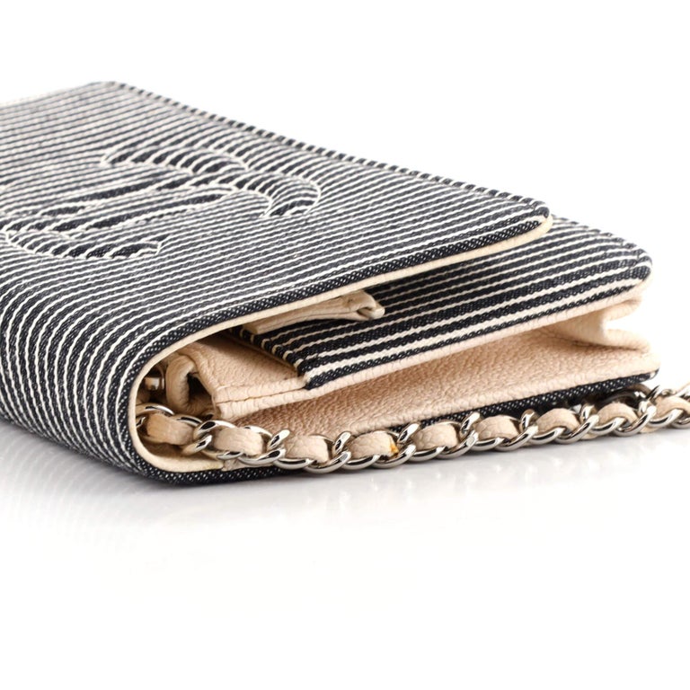 Chanel Timeless Wallet on Chain Striped Denim at 1stDibs