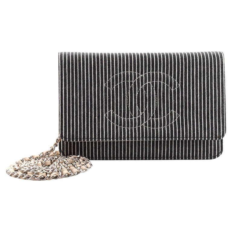 Chanel Timeless Wallet on Chain Striped Denim at 1stDibs