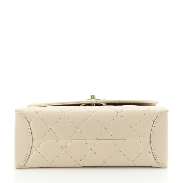 Chanel Top Handle Round Flap Bag Quilted Lambskin Medium at 1stDibs ...