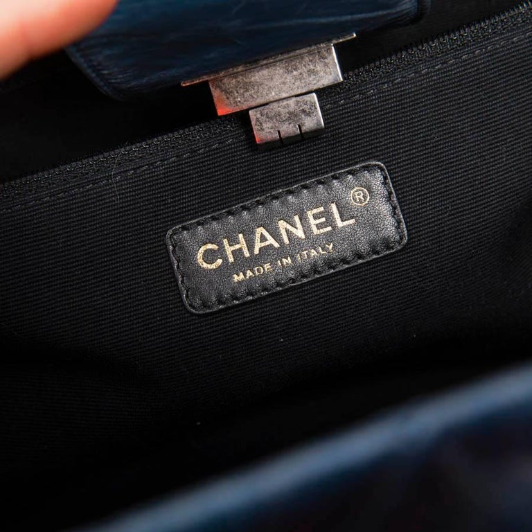 Chanel Aged Blue Quilted Leather Tote Bag at 1stDibs | chanel blue tote
