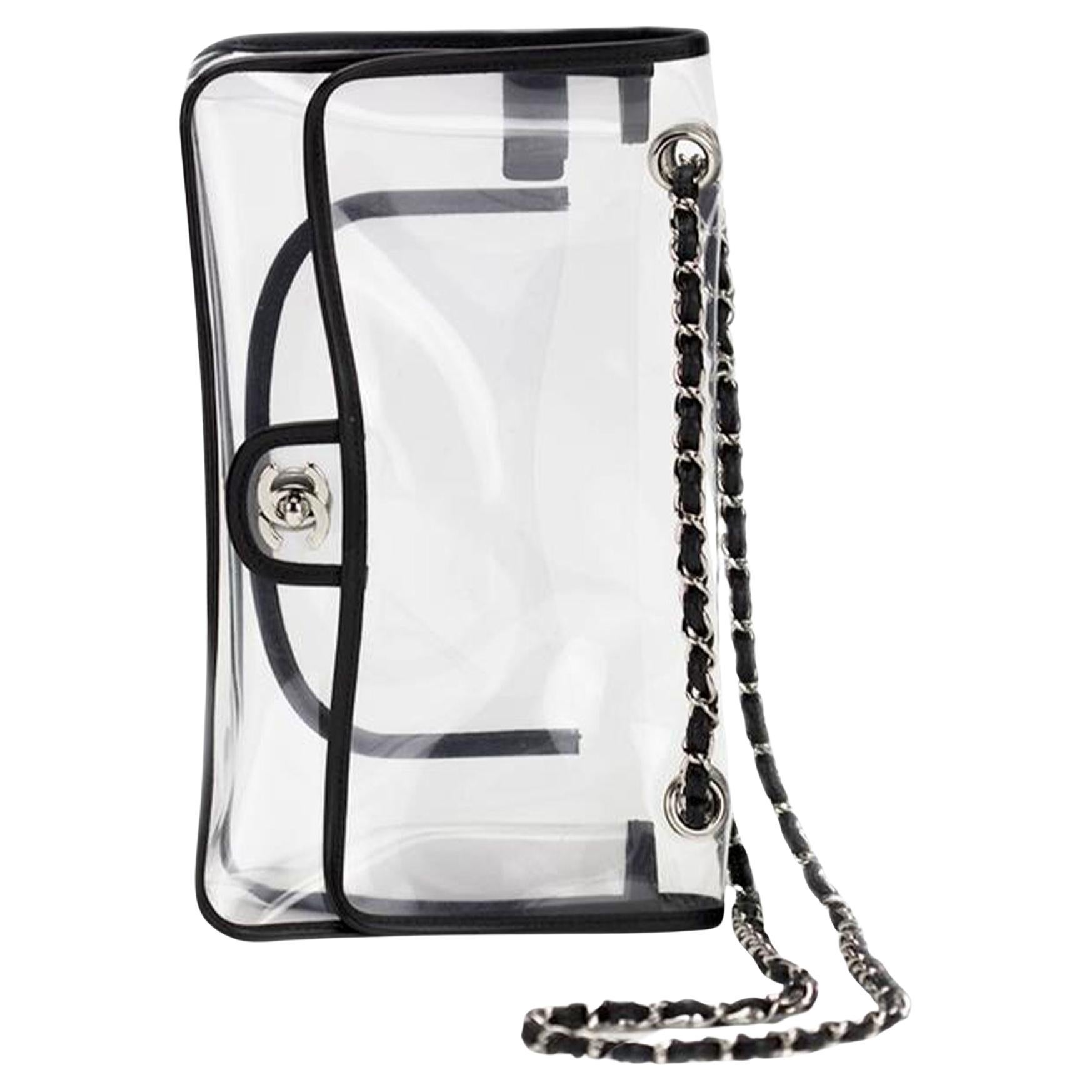 Chanel Transparent 2.55 Reissue Black Lamb Leather Clear PVC Classic ...