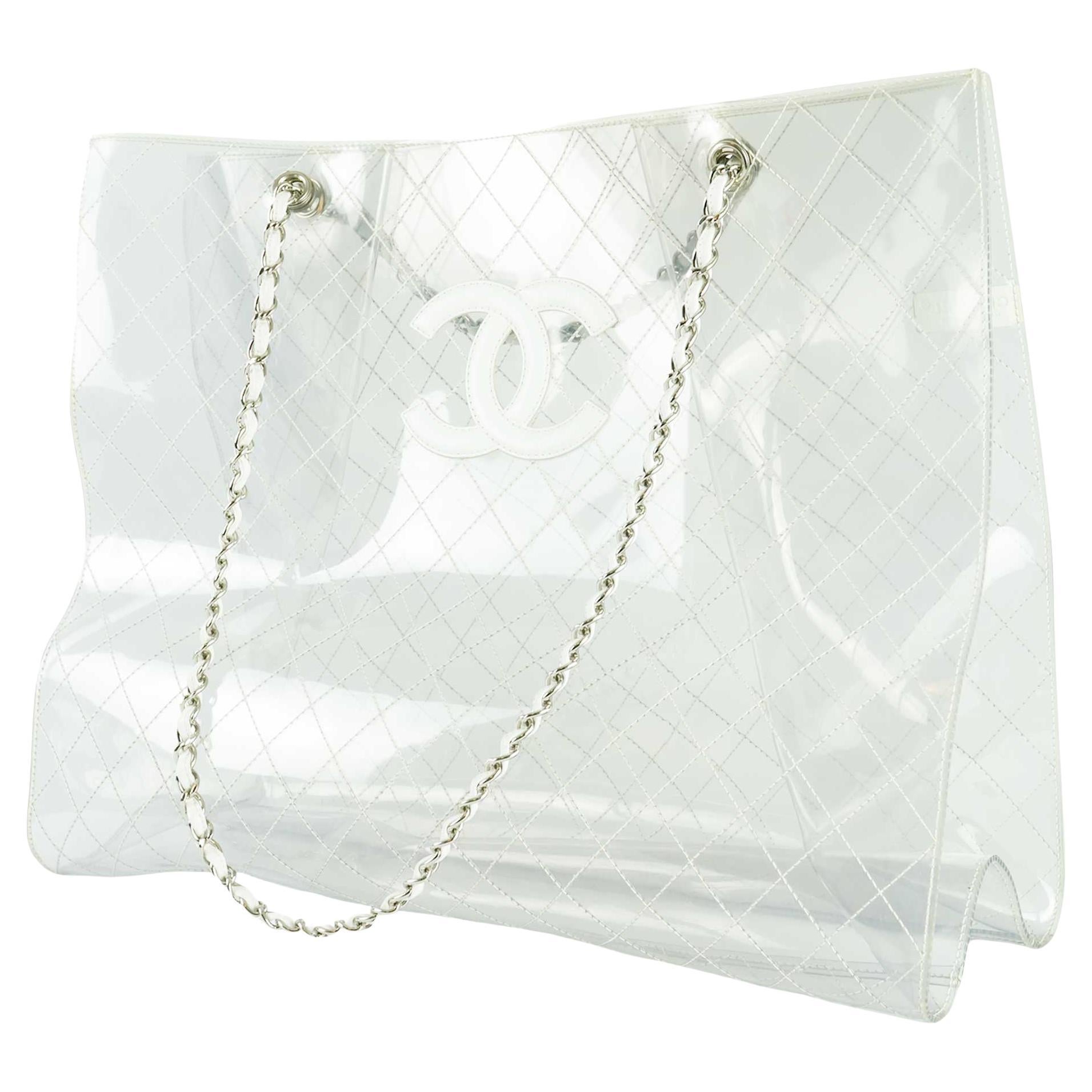 Chanel Transparent Lambskin White Naked XXXL Extra Large Tote For Sale ...