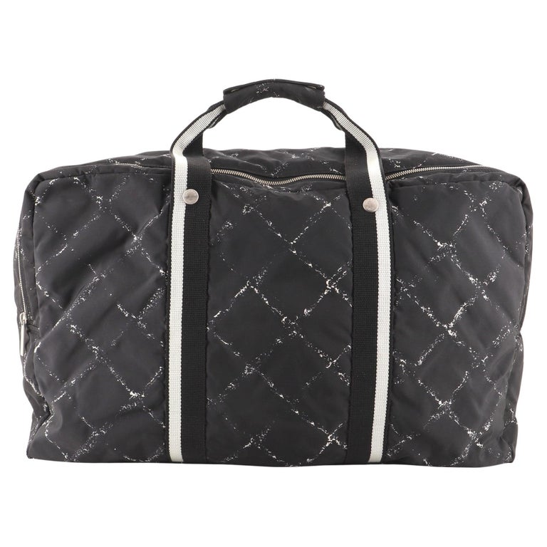 Chanel Travel Line Duffle Bag Printed Nylon Large For Sale at 1stDibs