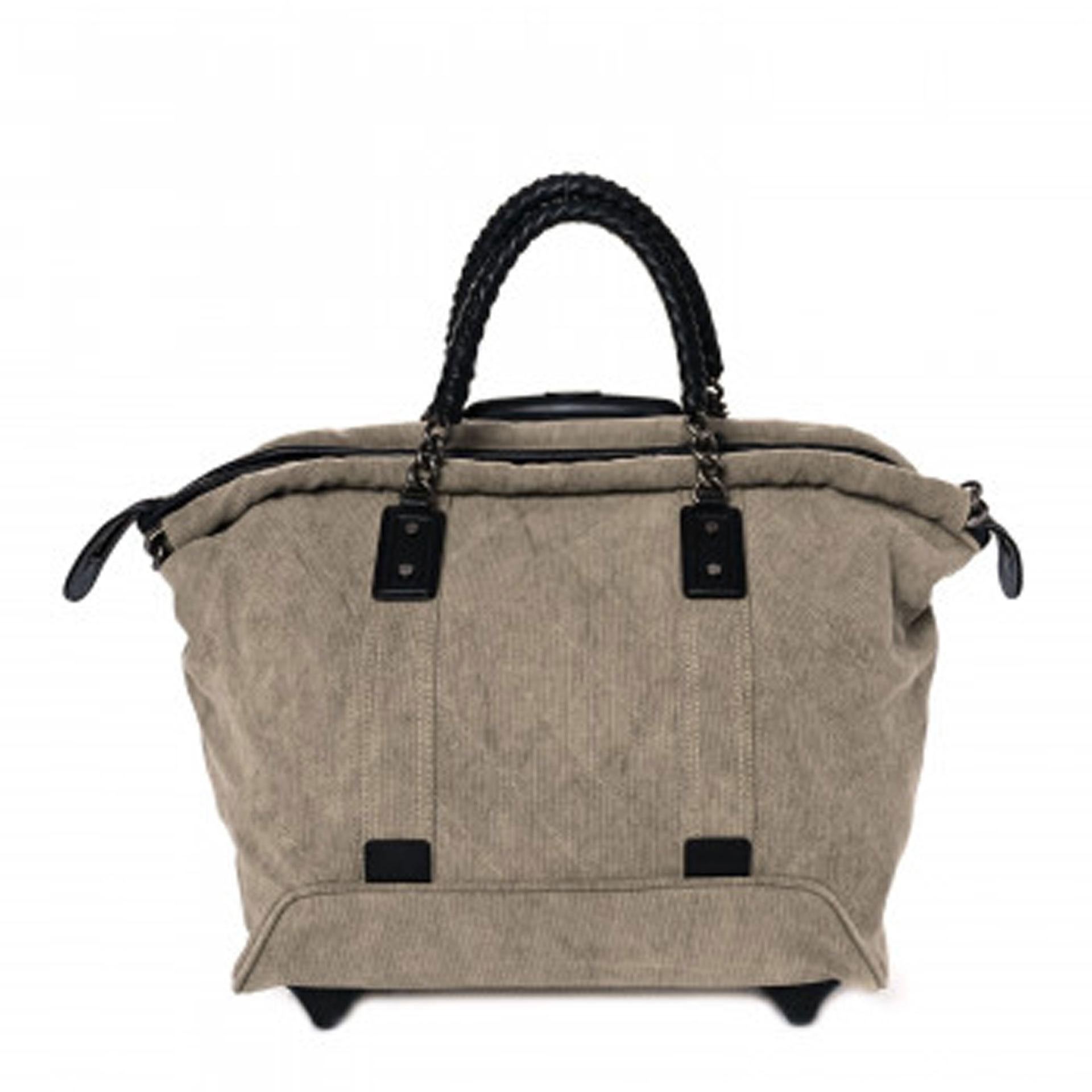 Chanel Travel Taupe Quilted Canvas Lambskin Rolling Carry On Suitcase ...