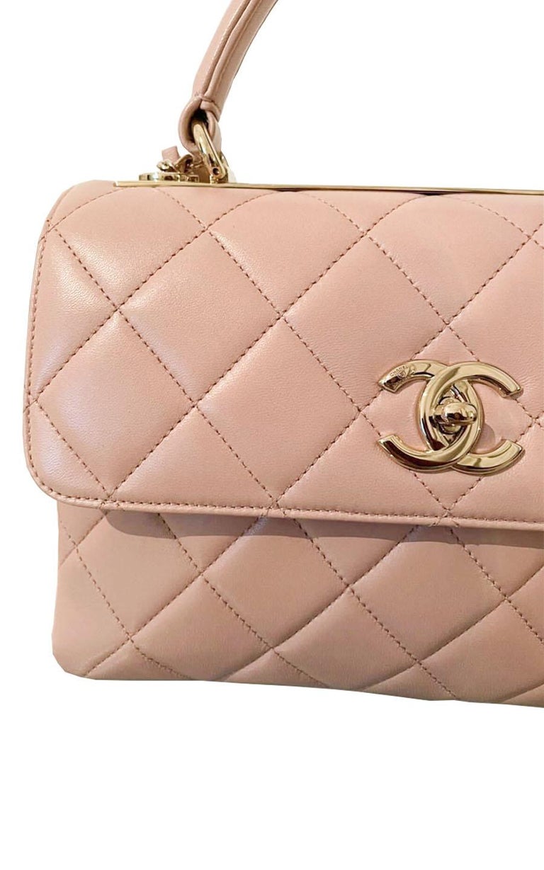 Chanel Trendy Bag Baby Pink Leather Gold Chain - Medium at 1stDibs