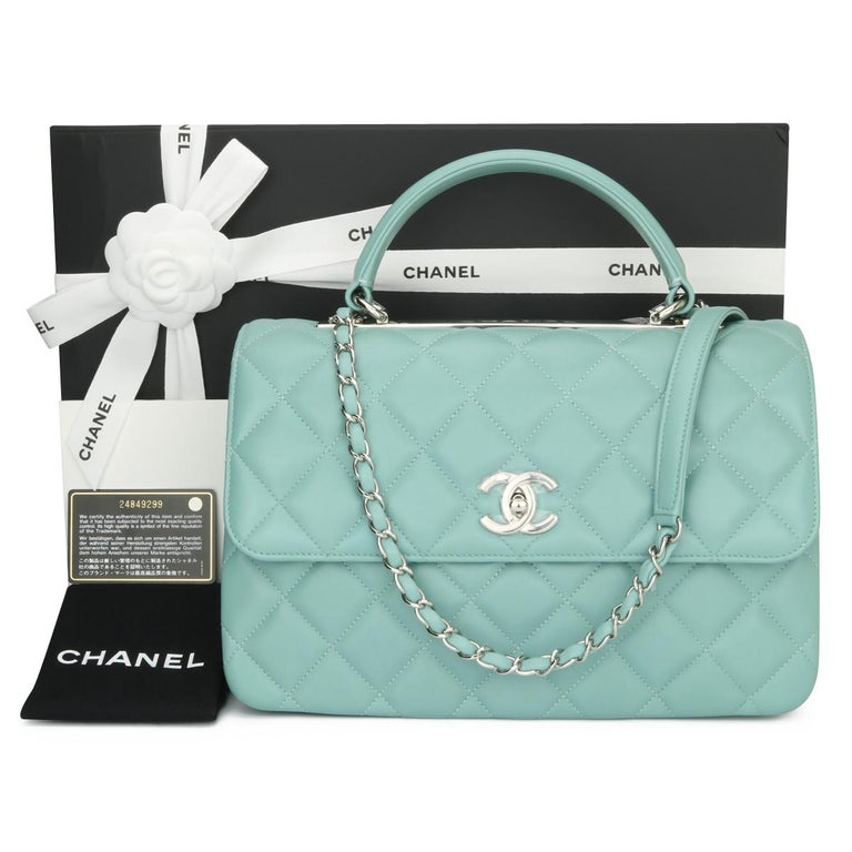 CHANEL Trendy CC Bag Medium Mint Green Lambskin with Silver Hardware ...