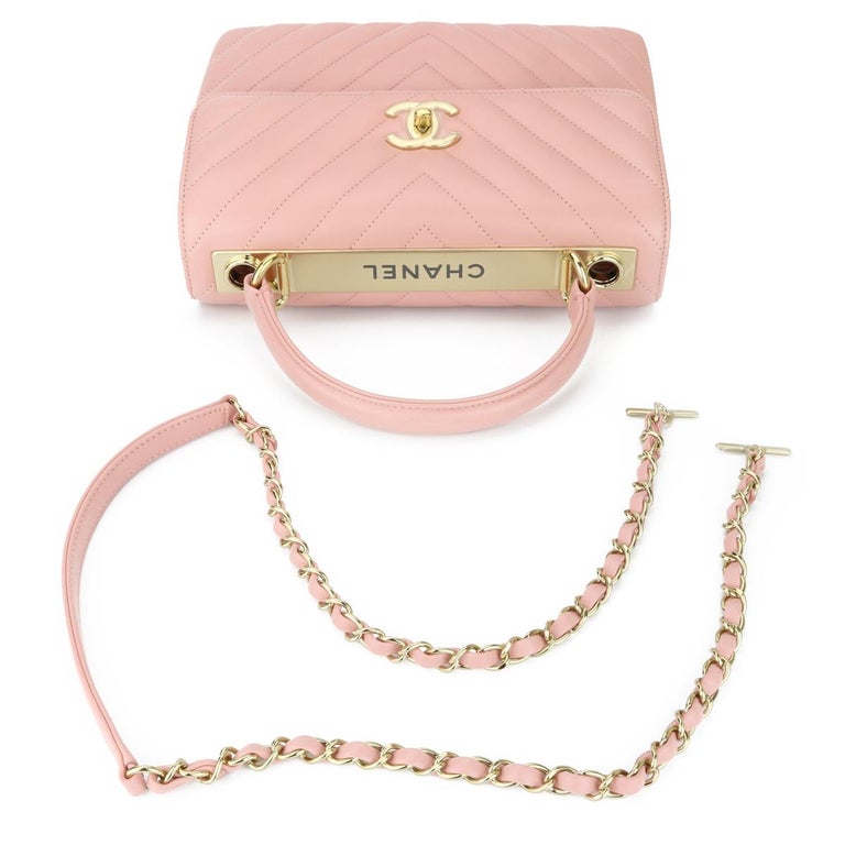 CHANEL Trendy CC Bag Small Chevron Light Pink Lambskin with Light Gold ...