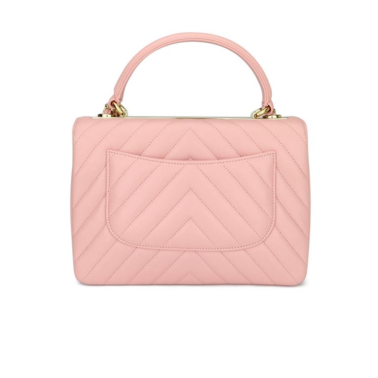 CHANEL Trendy CC Bag Small Chevron Light Pink Lambskin with Light Gold ...