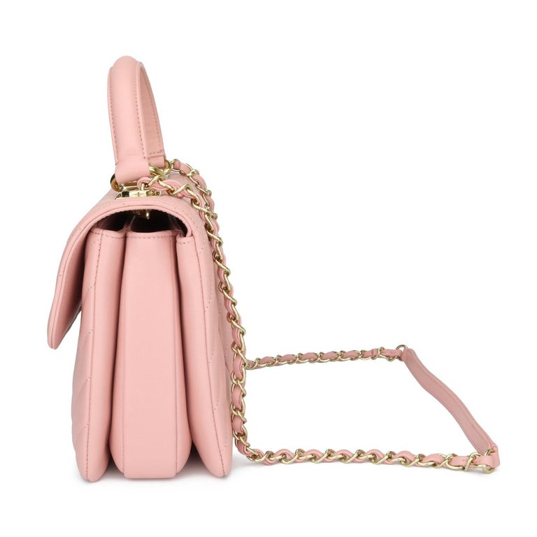 CHANEL Trendy CC Bag Small Chevron Light Pink Lambskin with Light Gold ...