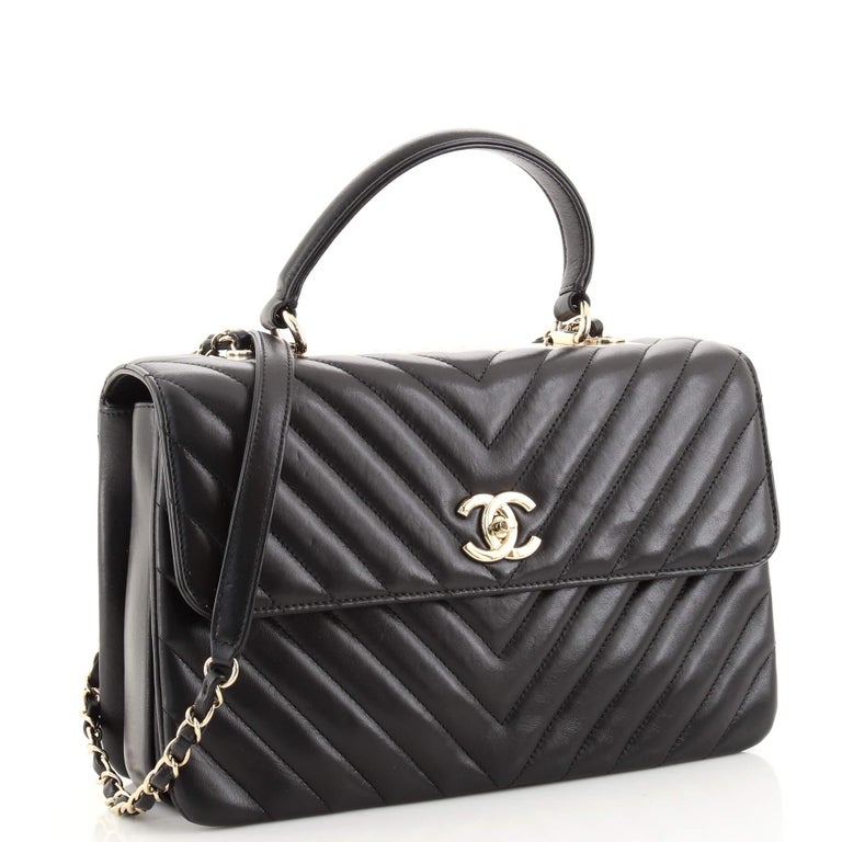 Chanel Trendy CC Top Handle Bag Chevron Lambskin Medium at 1stDibs