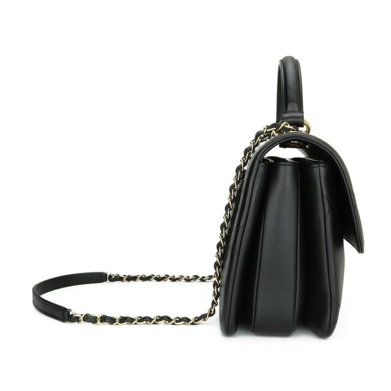 CHANEL Trendy CC Top Handle Bag Medium Black Lambskin with Gold ...