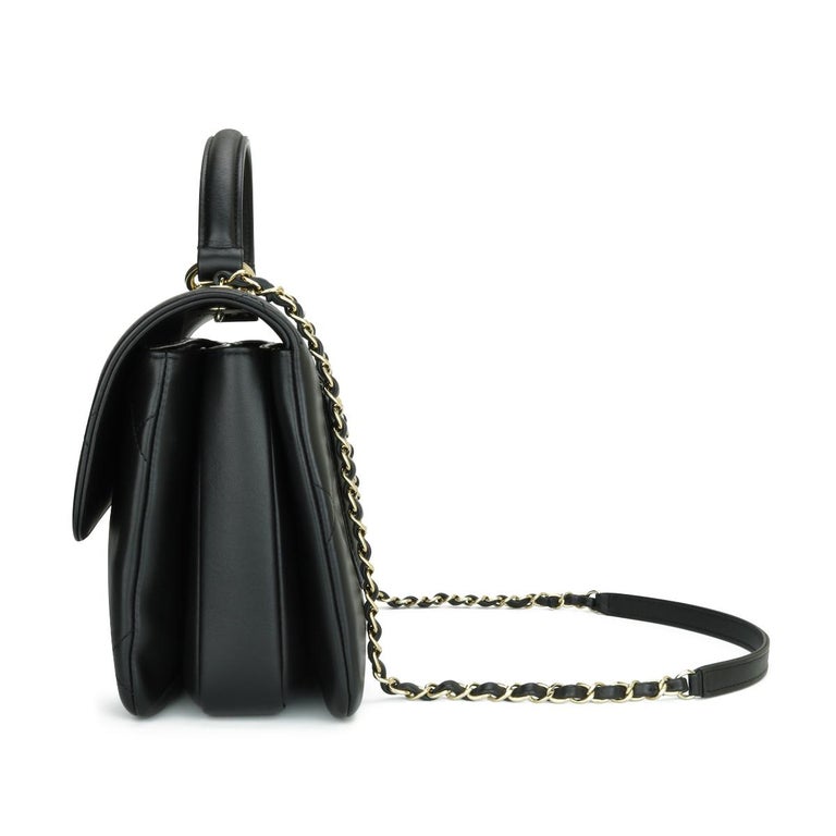 CHANEL Trendy CC Top Handle Bag Medium Black Lambskin with Gold ...