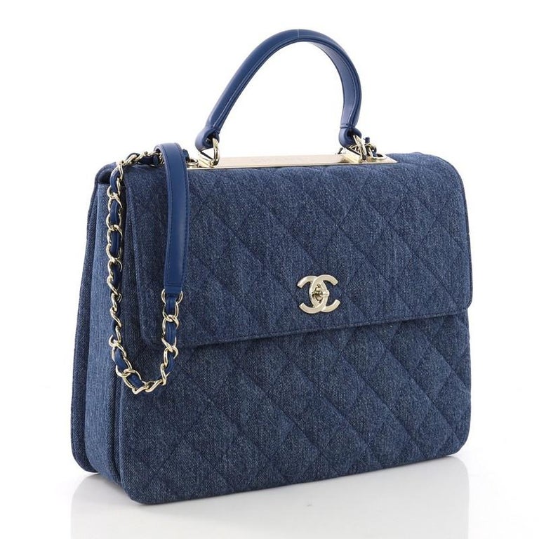 Chanel Trendy CC Top Handle Bag Quilted Denim Large at 1stDibs | chanel ...