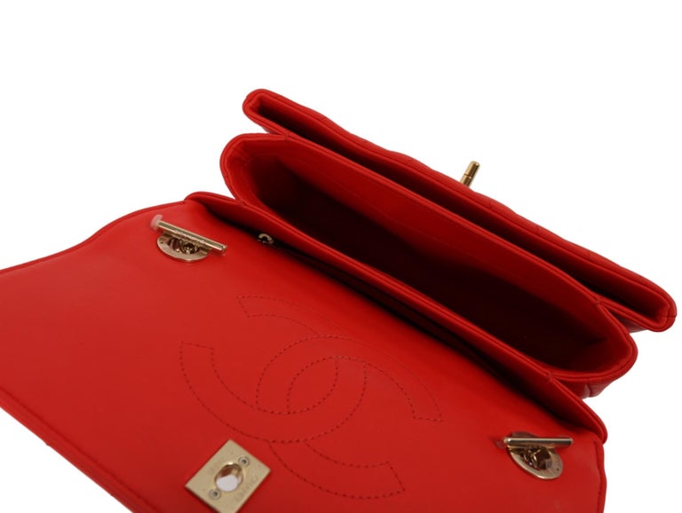 CHANEL TRENDY CC TOP HANDLE FLAP BAG Red For Sale at 1stDibs