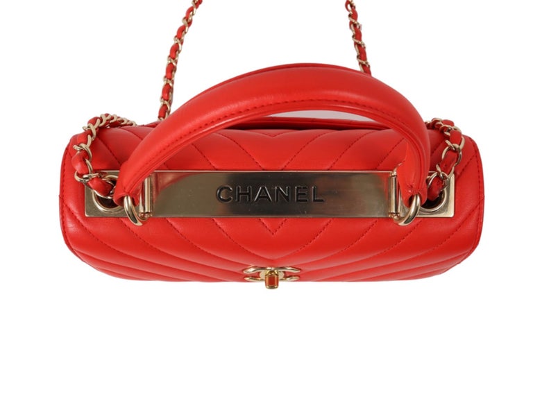 CHANEL TRENDY CC TOP HANDLE FLAP BAG Red For Sale at 1stDibs