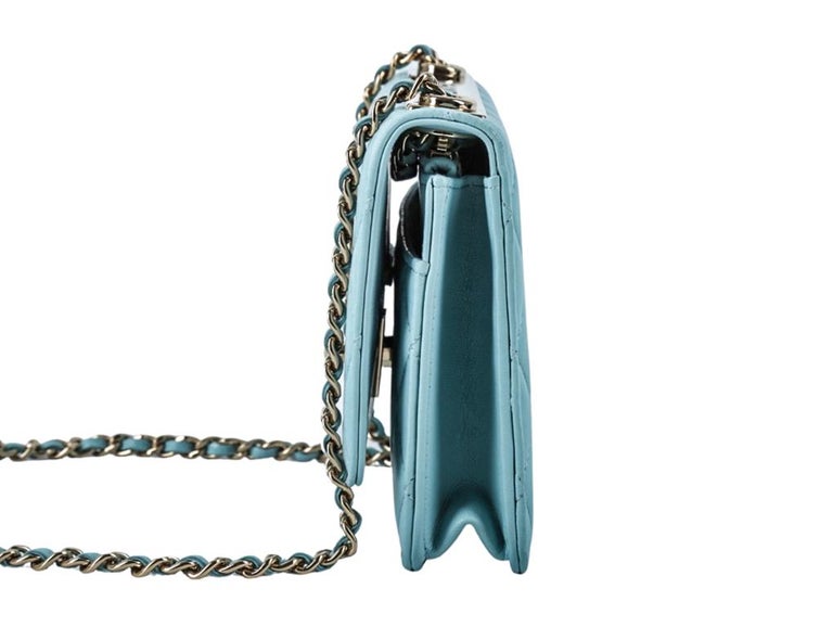 CHANEL TRENDY CC WALLET ON CHAIN BAG WOC - Tiffany blue For Sale at 1stDibs