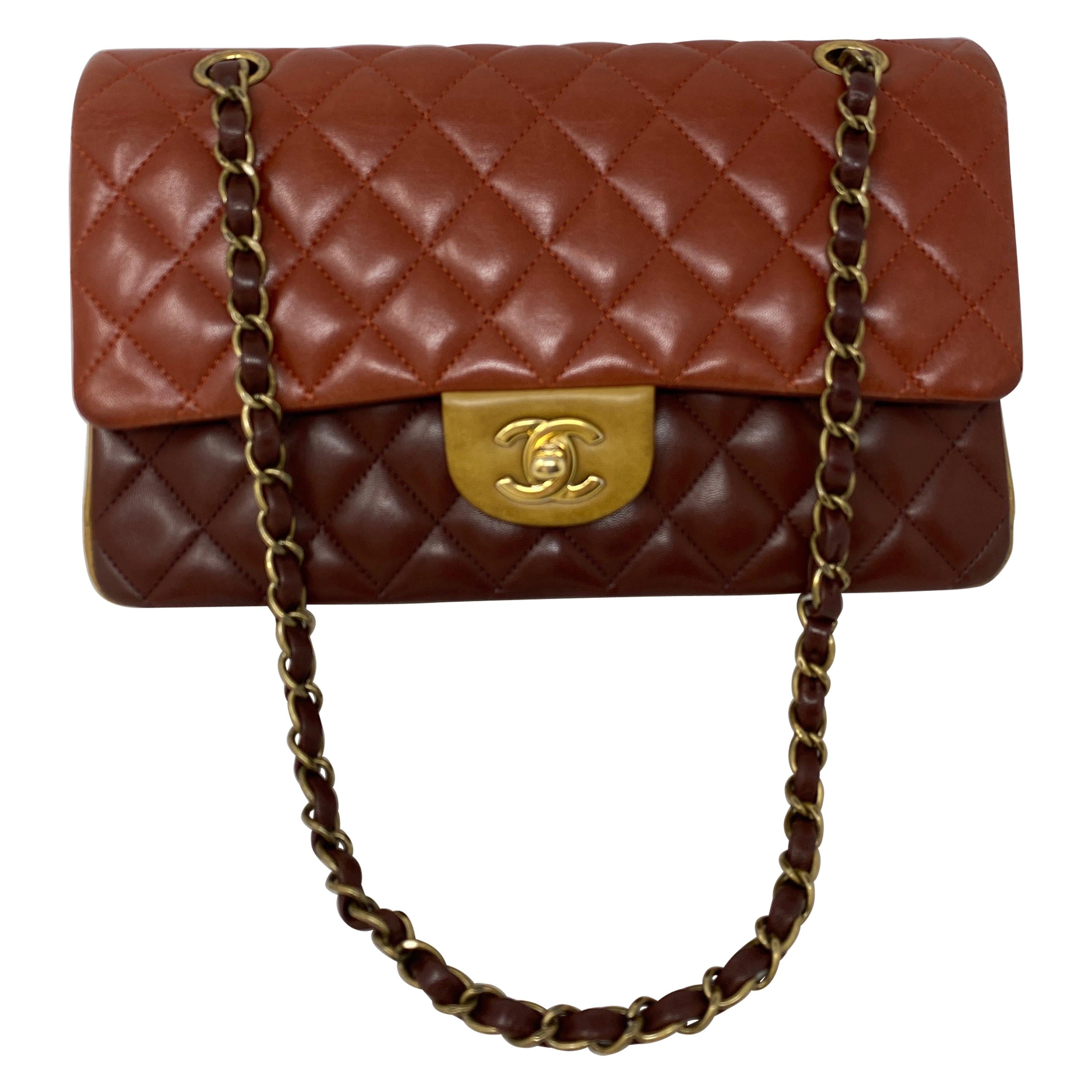Chanel Champagne Gold Calfskin Leather Flap Shoulder Bag at 1stDibs