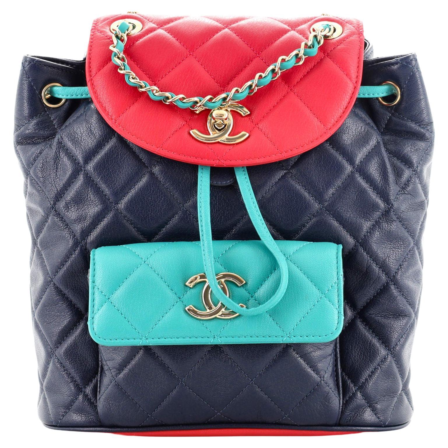 Chanel Vintage Black Lambskin Leather Backpack For Sale at 1stDibs