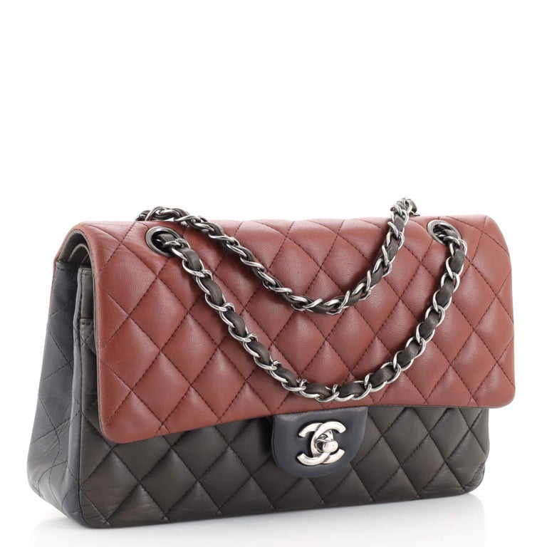 Chanel Tricolor Classic Double Flap Bag Quilted Lambskin Medium For ...