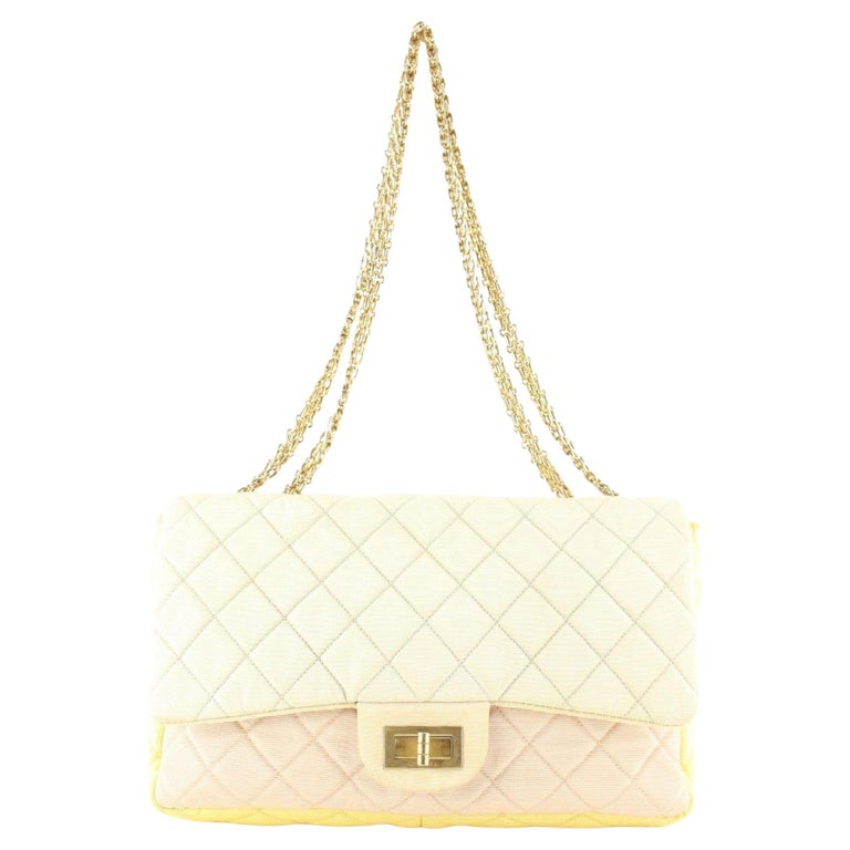 Chanel Tricolor Quilted Large Classic Flap Reissue Pink Yellow 4CC0413 ...