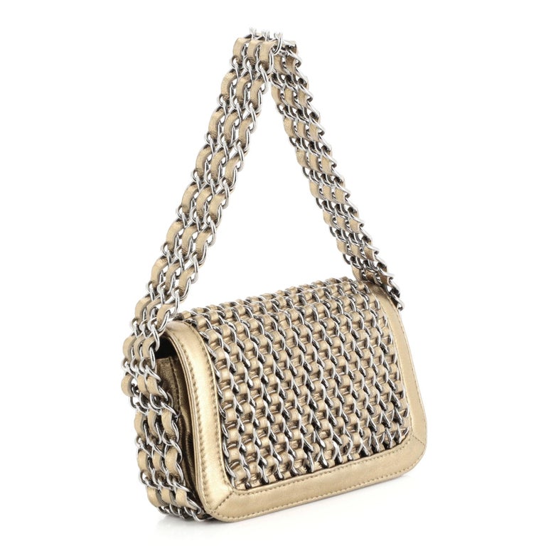 Chanel Triple Chain Flap Bag Leather Mini at 1stDibs