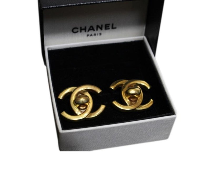 Chanel Turn Lock Earrings For Sale at 1stDibs