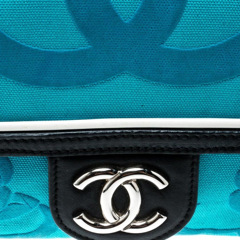 Chanel Turquoise Canvas Classic Ultra Rare Limited Edition CC Flap ...
