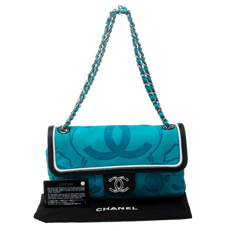 Chanel Turquoise Canvas Classic Ultra Rare Limited Edition CC Flap ...