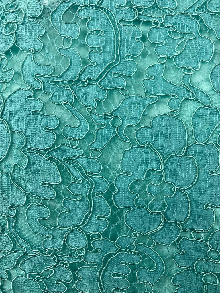 Chanel Turquoise Floral Lace Top and Skirt Set Size 40 For Sale at ...