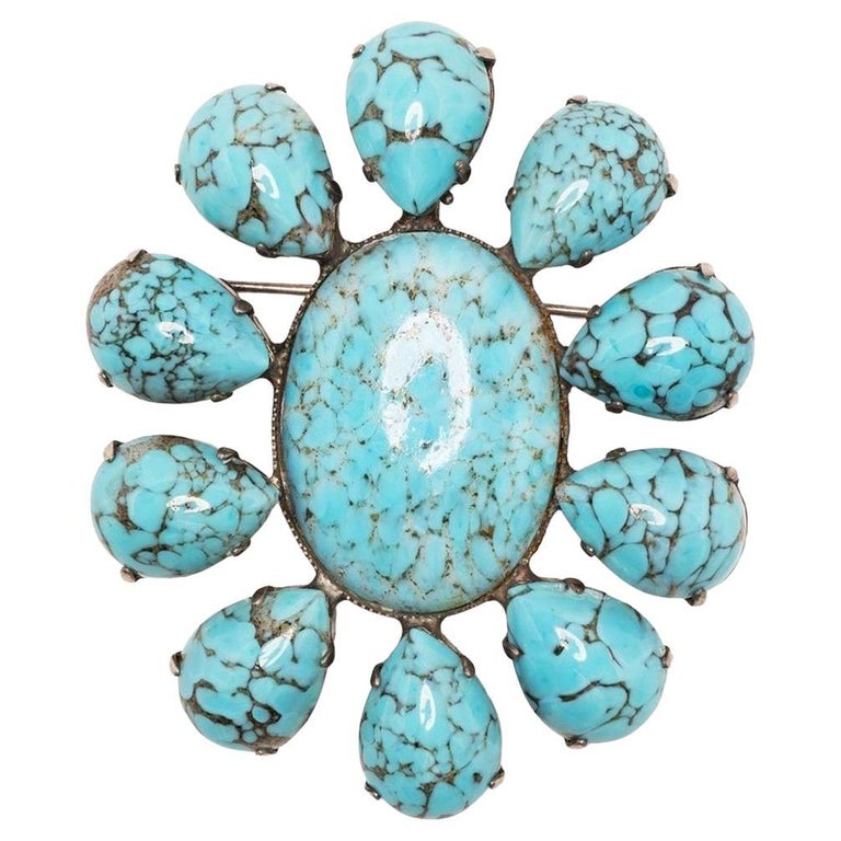 Chanel Turquoise gem stones brooch at 1stDibs