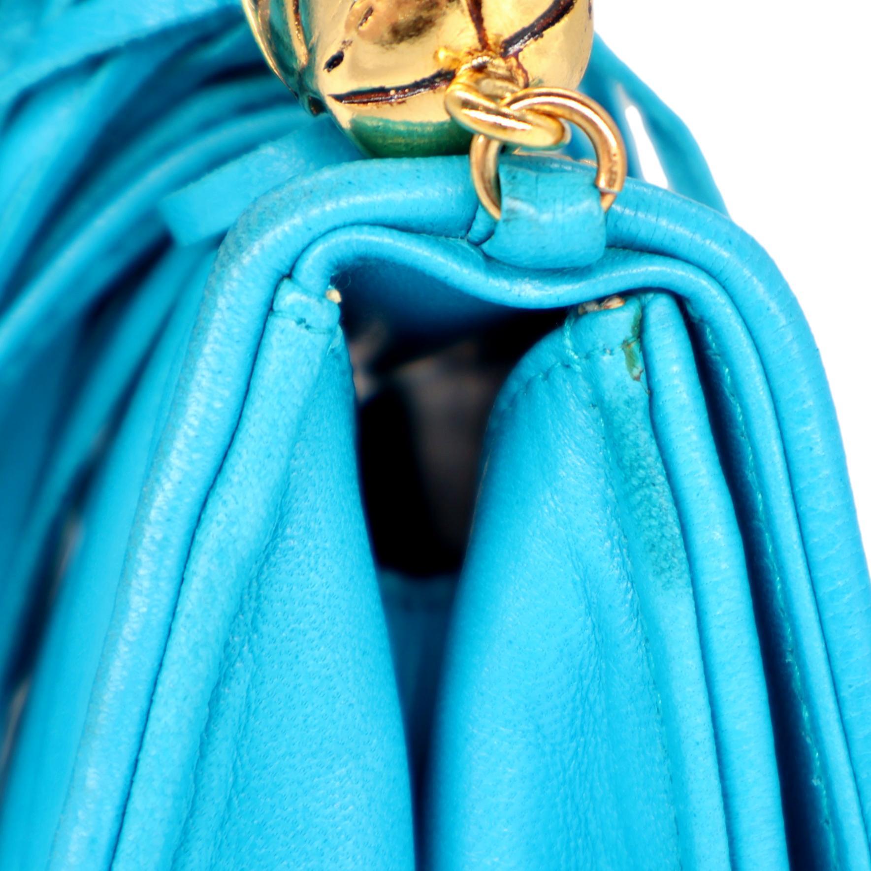 Chanel Turquoise Lambskin Mini Tassel Crossbody Bag with 24KT Hardware ...