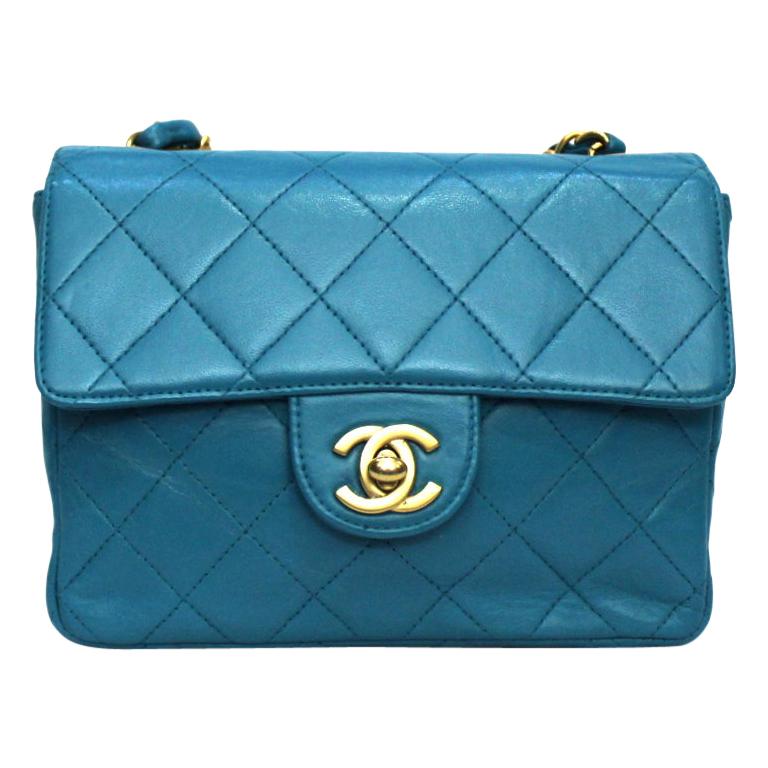 Chanel Turquoise Leather Mini Flap Bag at 1stDibs