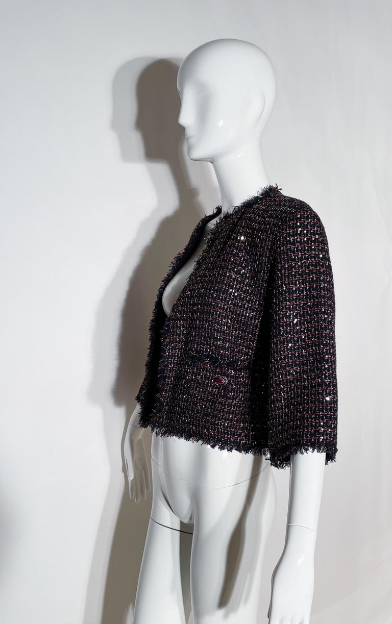 Chanel Tweed Cropped Bolero Jacket For Sale at 1stDibs