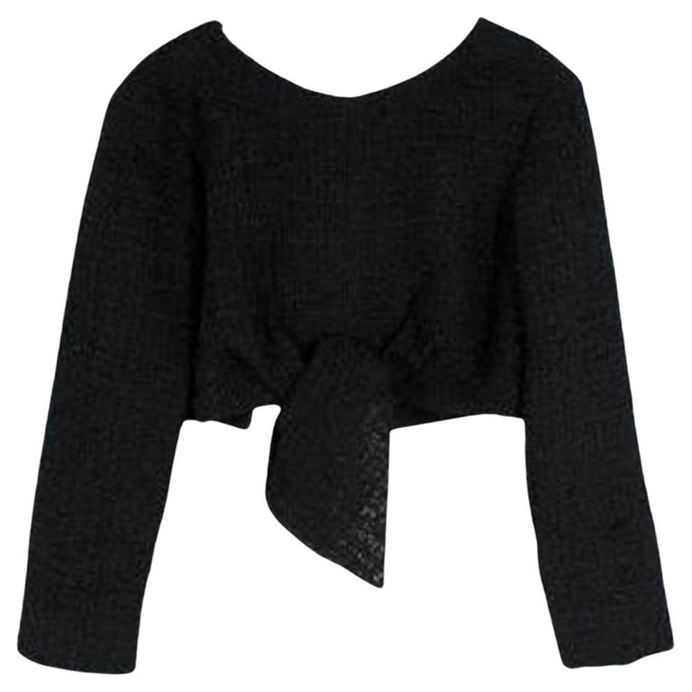 Chanel Tweed Cropped Tie-Front Jacket For Sale at 1stDibs