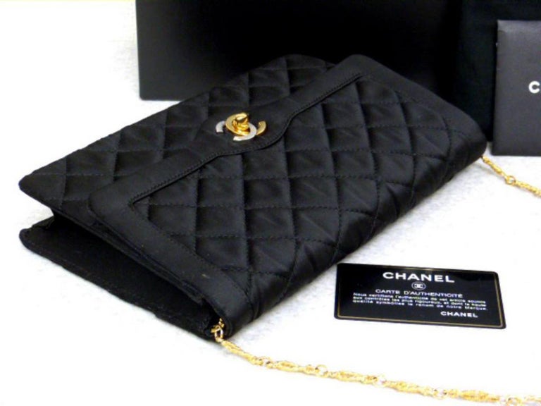 Chanel Two-tone Cc Logo Paris Edition Flap 224337 Black Quilted Satin ...