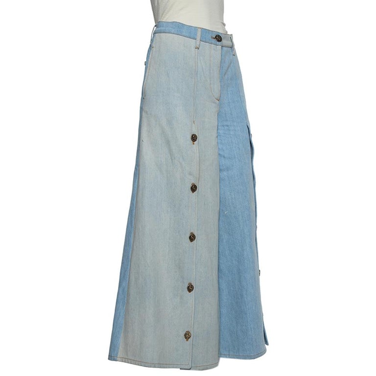 Chanel Two-Tone Denim Cropped Wide Leg Jeans M at 1stDibs | chanel wide ...