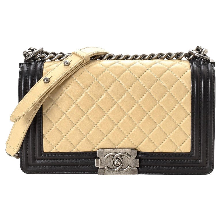 Chanel two-tone Medium Boy Bag For Sale at 1stDibs