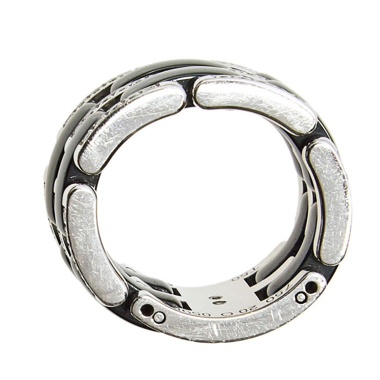 Chanel Ultra Diamond Black Ceramic 18k White Gold Band Ring Size 50 For ...