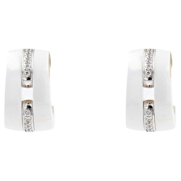 Chanel Ultra Diamonds White Ceramic White Gold Hoop Earrings at 1stDibs