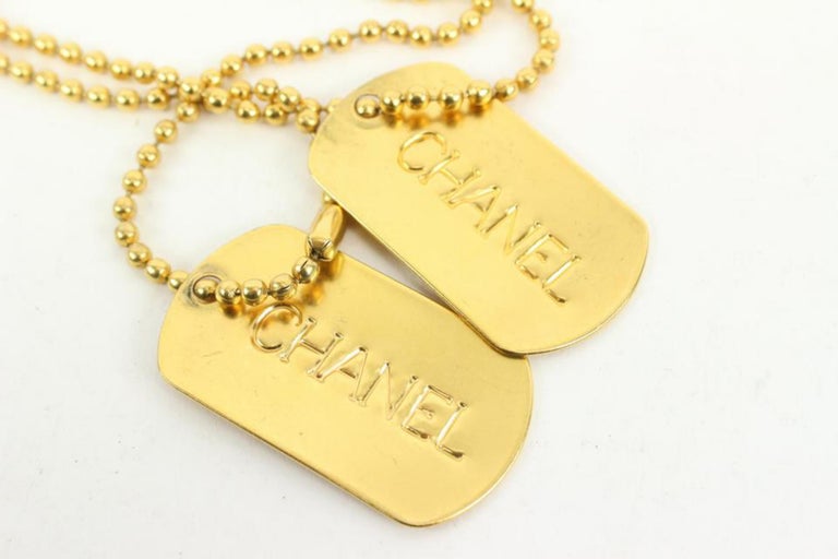 Chanel Ultra Rare 93a CC Logo Dog Tags Pendant Necklace 45ck8 at 1stDibs