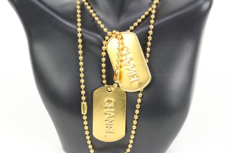 Chanel Ultra Rare 93a CC Logo Dog Tags Pendant Necklace 45ck8 at 1stDibs