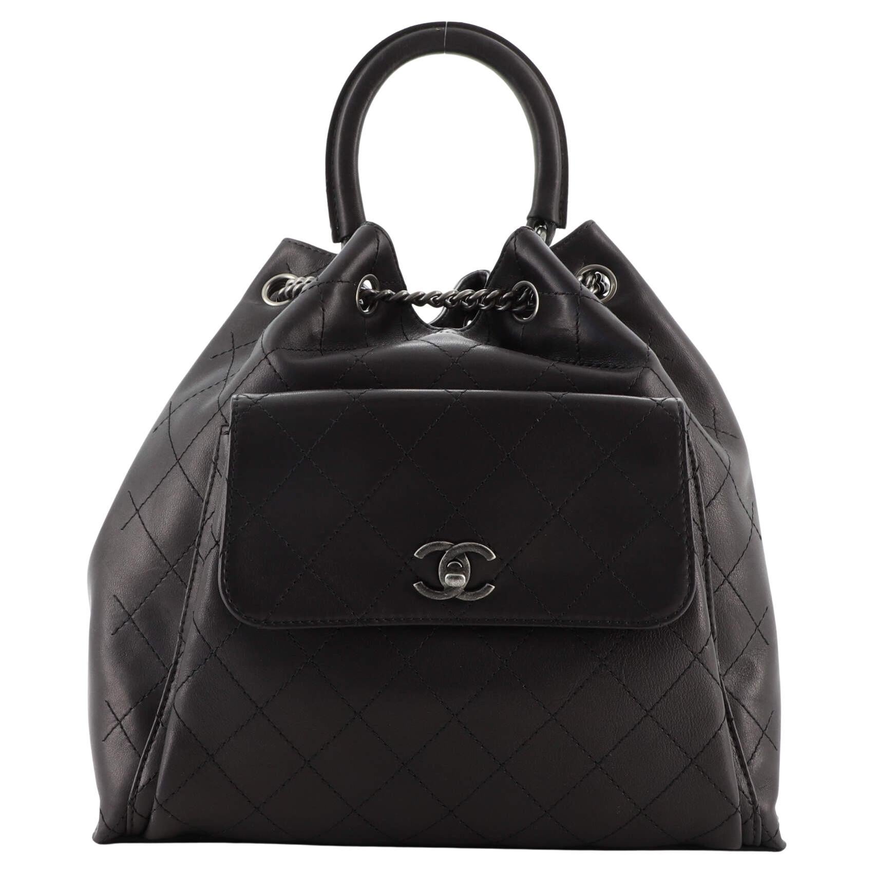Chanel Vintage Square Flap Backpack Quilted Suede Medium at 1stDibs ...