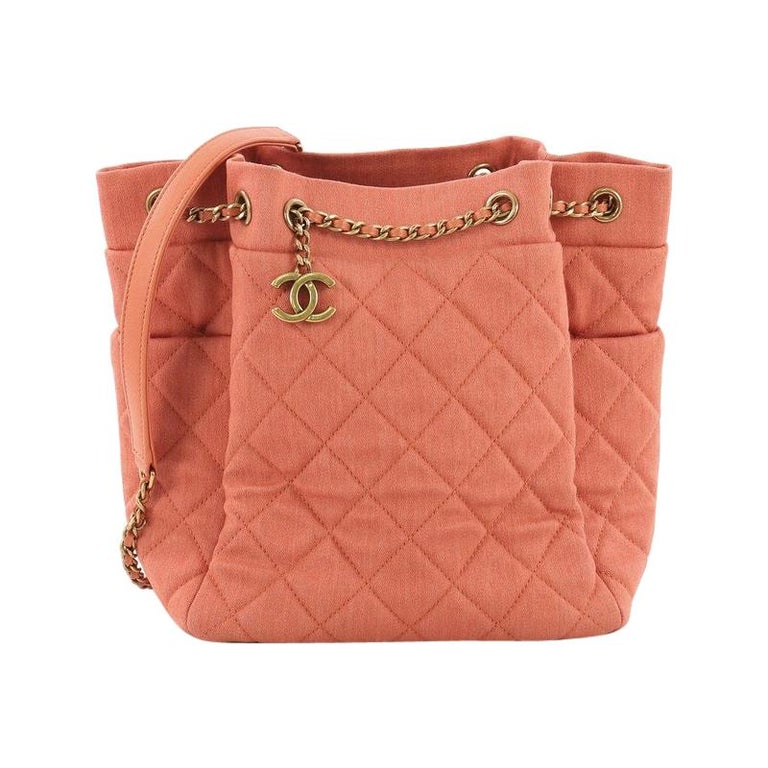 Chanel Urban Spirit Drawstring Bag Quilted Denim Small at 1stDibs