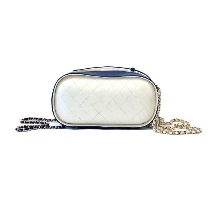 Chanel Vanity Case Blue and White Crumpled Calfskin Bag at 1stDibs