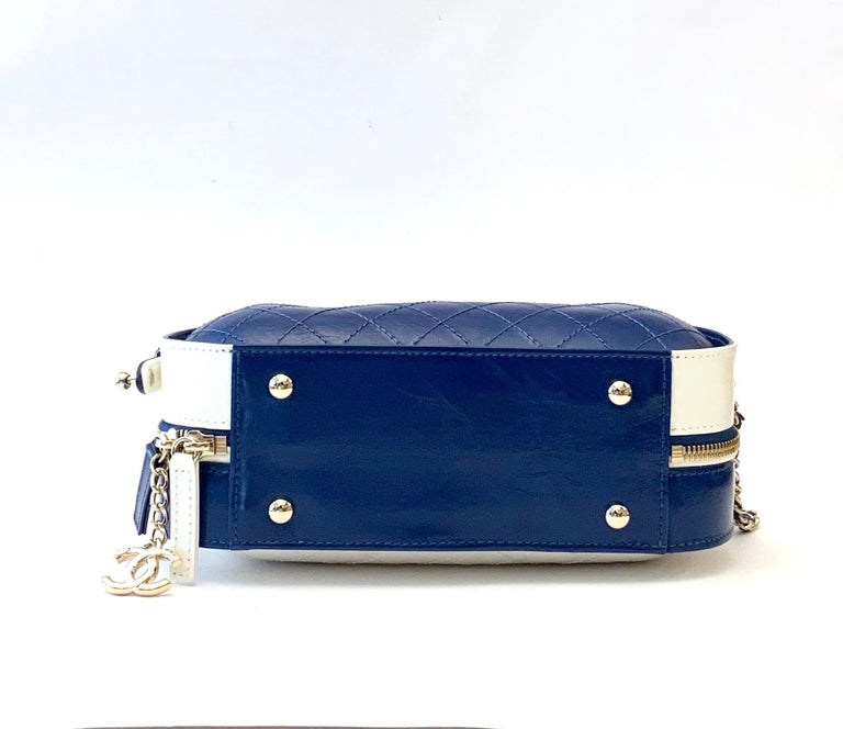 Chanel Vanity Case Blue and White Crumpled Calfskin Bag at 1stDibs