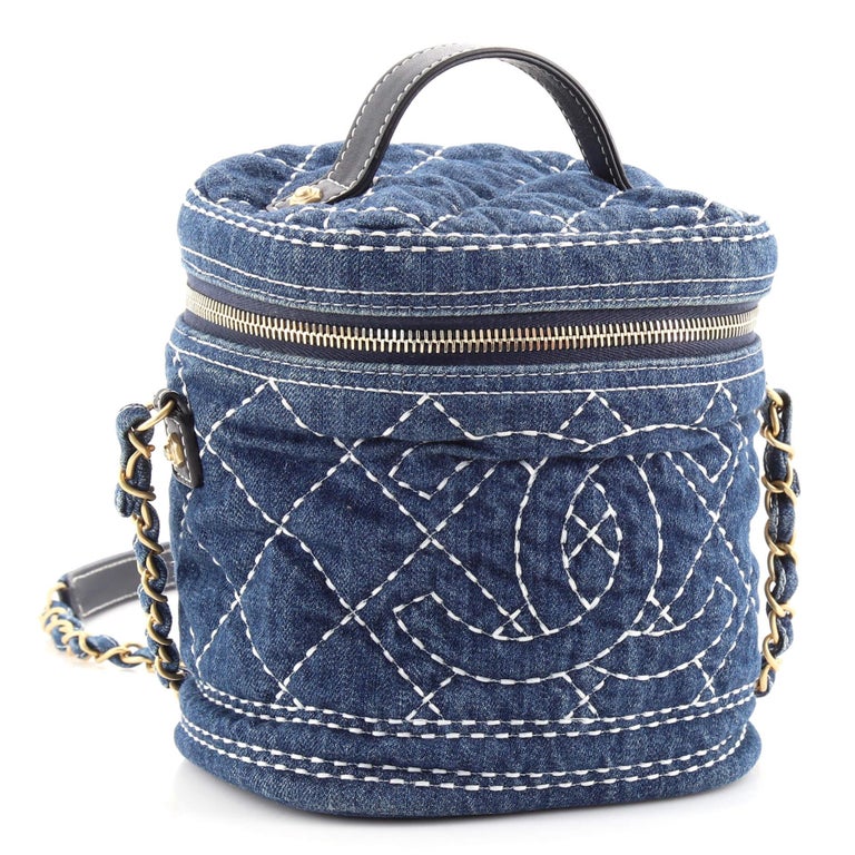 Chanel Vanity Case Quilted Denim at 1stDibs