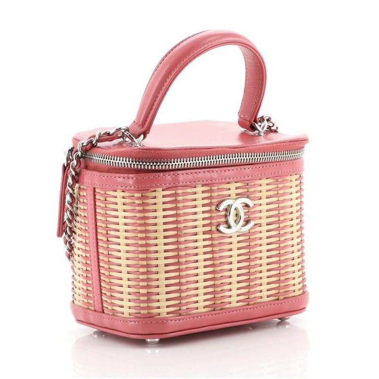 Chanel Vanity Case Rattan and Calfskin Small at 1stDibs