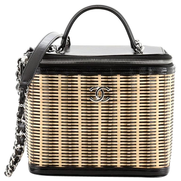 Chanel Vanity Case Rattan and Calfskin Small at 1stDibs