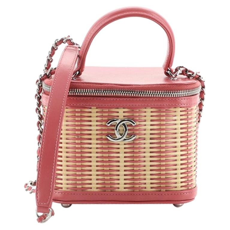Chanel Vanity Case Rattan and Calfskin Small at 1stDibs