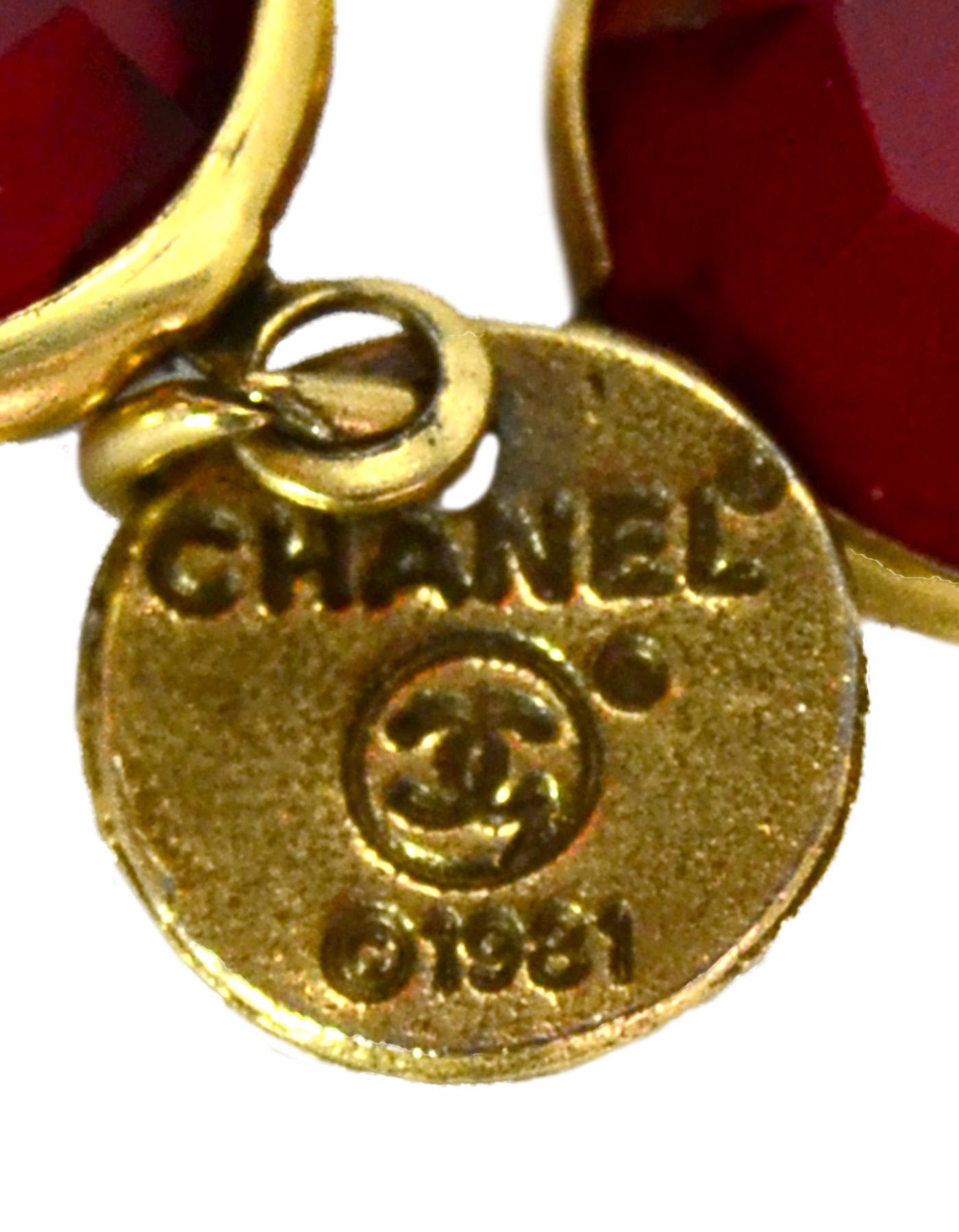 Chanel Vintage 1981 Red Crystal Chicklet Sautoir Long 60" Necklace For ...